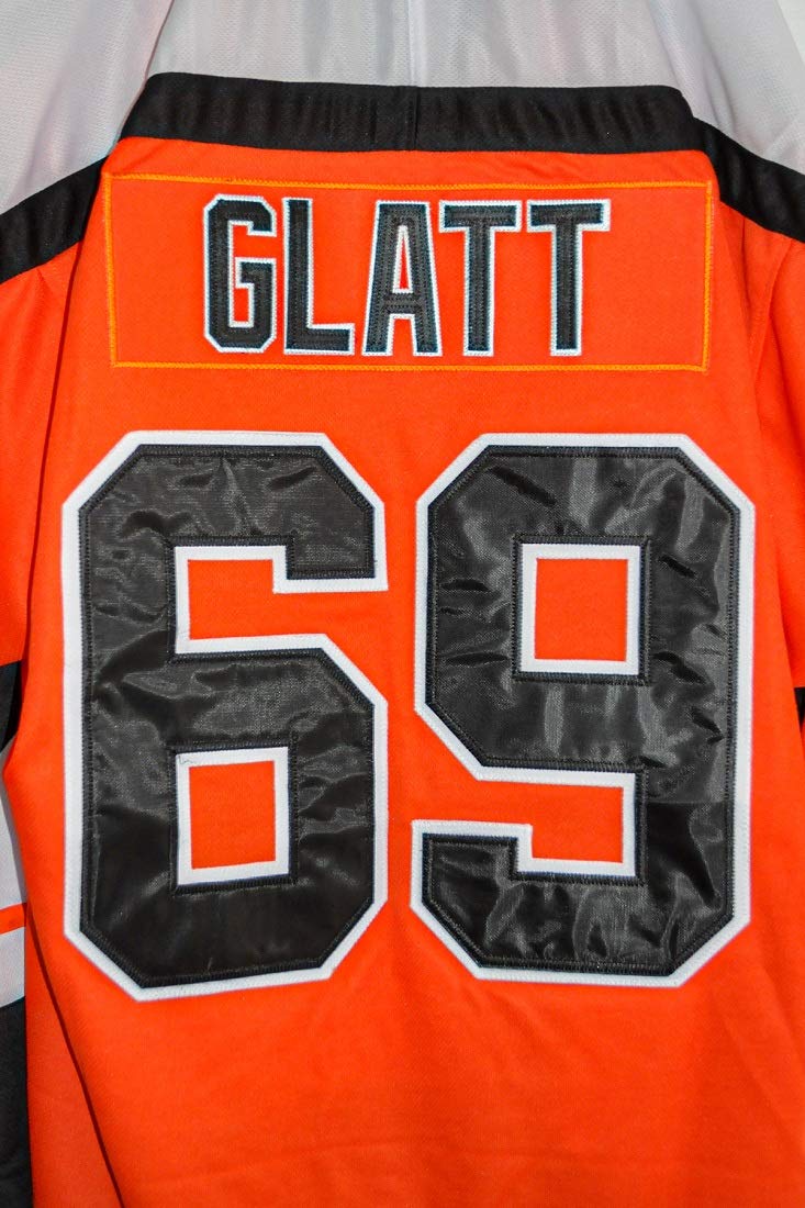 borizcustoms Doug The Thug Glatt Movie Orangetown Hockey Jersey Stitch (54, Orange)