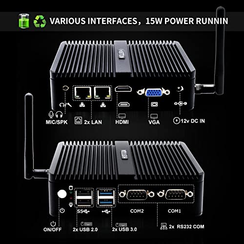 HISTTON Mini PC Fanless Mini Desktop PC Celeron J4125 DDR4 4GB RAM, 32GB SSD, Mini Desktop Computer, Dual LAN, BT4.0, Mini Desktop PC with HDMI/VGA Port,Fanless Mini PC Windows 10 Pro Industrial PC