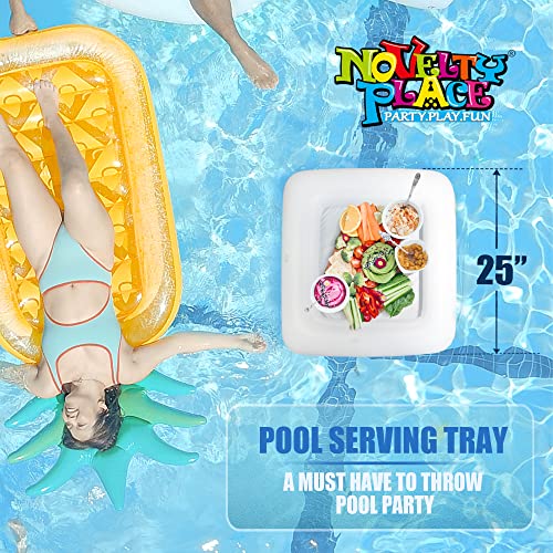 Novelty Place Inflatable Ice Serving Buffet Bar - Salad Food & Drinks Cooler Serving Tray for Summer Party Picnic & Camping (Pack of 1, 24 Inches)