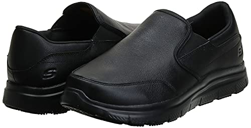 Skechers Men's Bronwood Food Service Shoe, Black Leather, 13