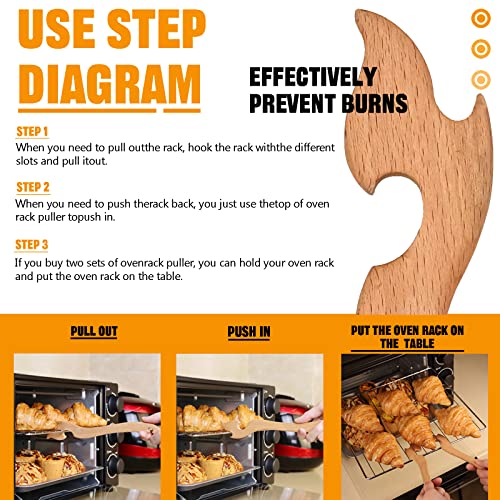 Shinelingee Oven Rack Puller, Wood Oven Rack Push Pull Tool, Prevent Scalding, Pull out Hot Racks Safely, Long Handle Toaster Oven Accessories,Suitable For Kitchen Oven, Toaster oven, Air fryer,etc (2)