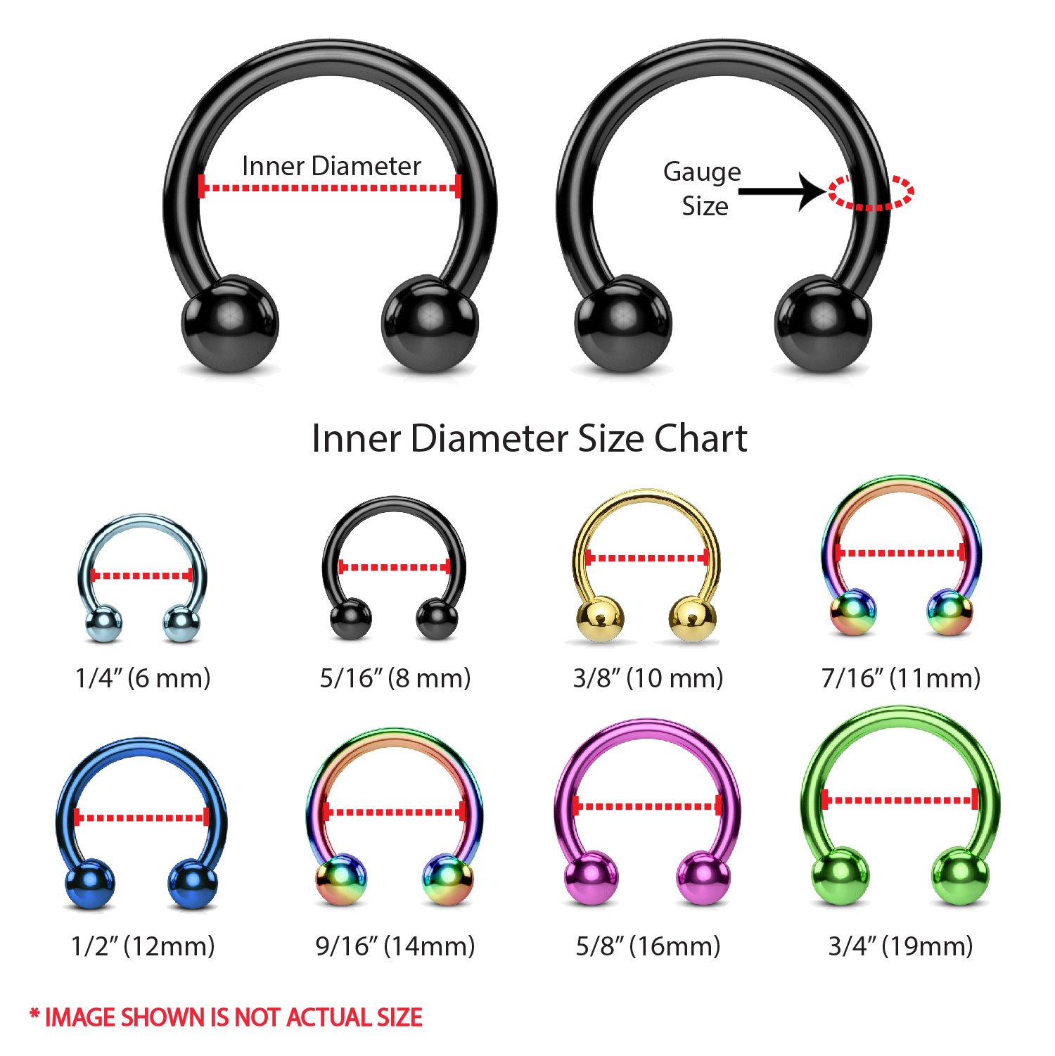 BodyJ4You 2PCS Horseshoe Circular Barbell Spike Steel 10G CBR 12mm Nipple Ear Lobe Body Piercing