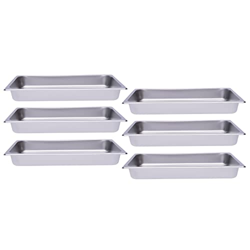 NG NOPTEG Full Size Steam Table Pans, 6-Pack 2.5 Inch Deep Restaurant Steam Table Pans 201 Gauge Stainless Steel Hotel Pan for Catering Supplies Restaurant Kitchen Pan Tray