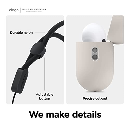 elago Liquid Hybrid Case Compatible with AirPods Pro 2nd Generation Case Cover with Lanyard - Compatible with AirPods Pro 2 Case, Triple Layer Protection, Dust Resistant, Shockproof (Stone)