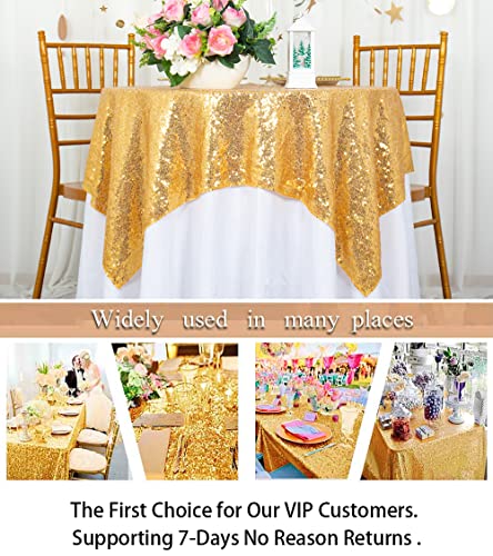 ShinyBeauty Sequin Tablecloth-Gold Sequin Table Overlay and Sequin Tablecloth/Linen for Wedding/Party/Event/Decoration-Gold (36inx36in) (Gold)
