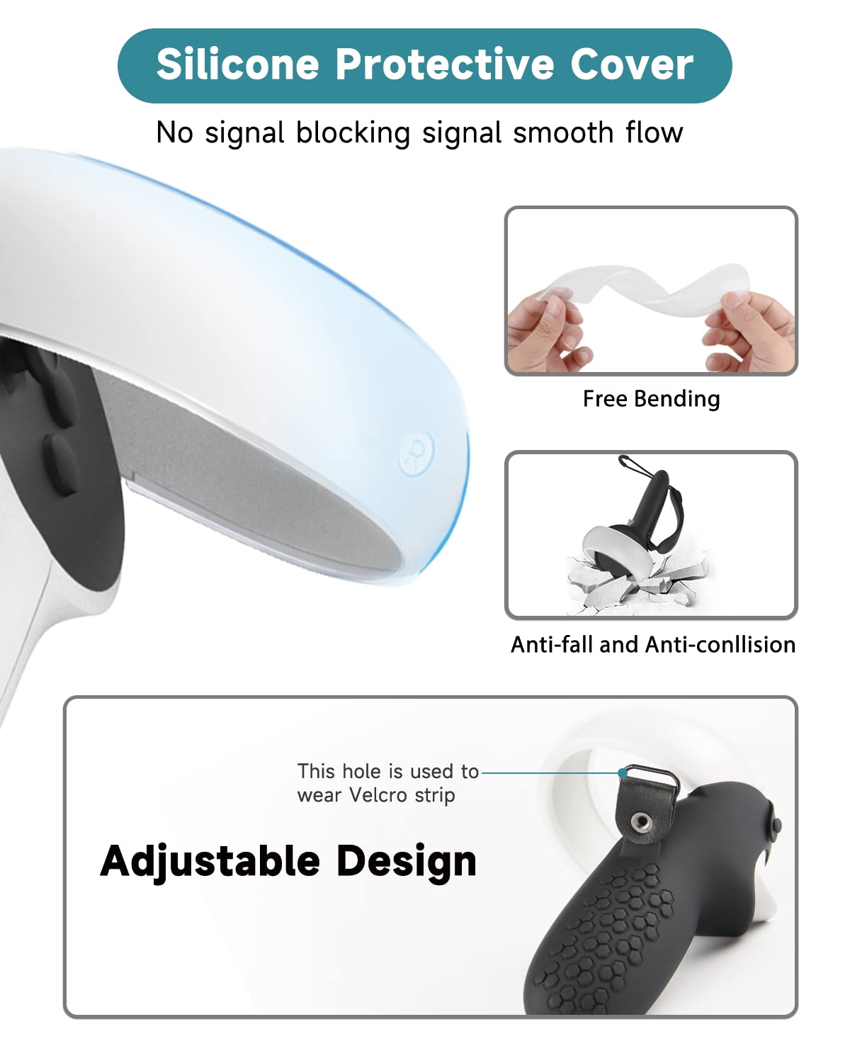 Controller Grips Compatible with Oculus Quest 2 Accessories, OKAYCAT Quest 2 Hand Strap Soft Anti-Slip Silicone Grip Cover, Controller Straps for Meta Quest 2 with Adjustable Knuckle Straps