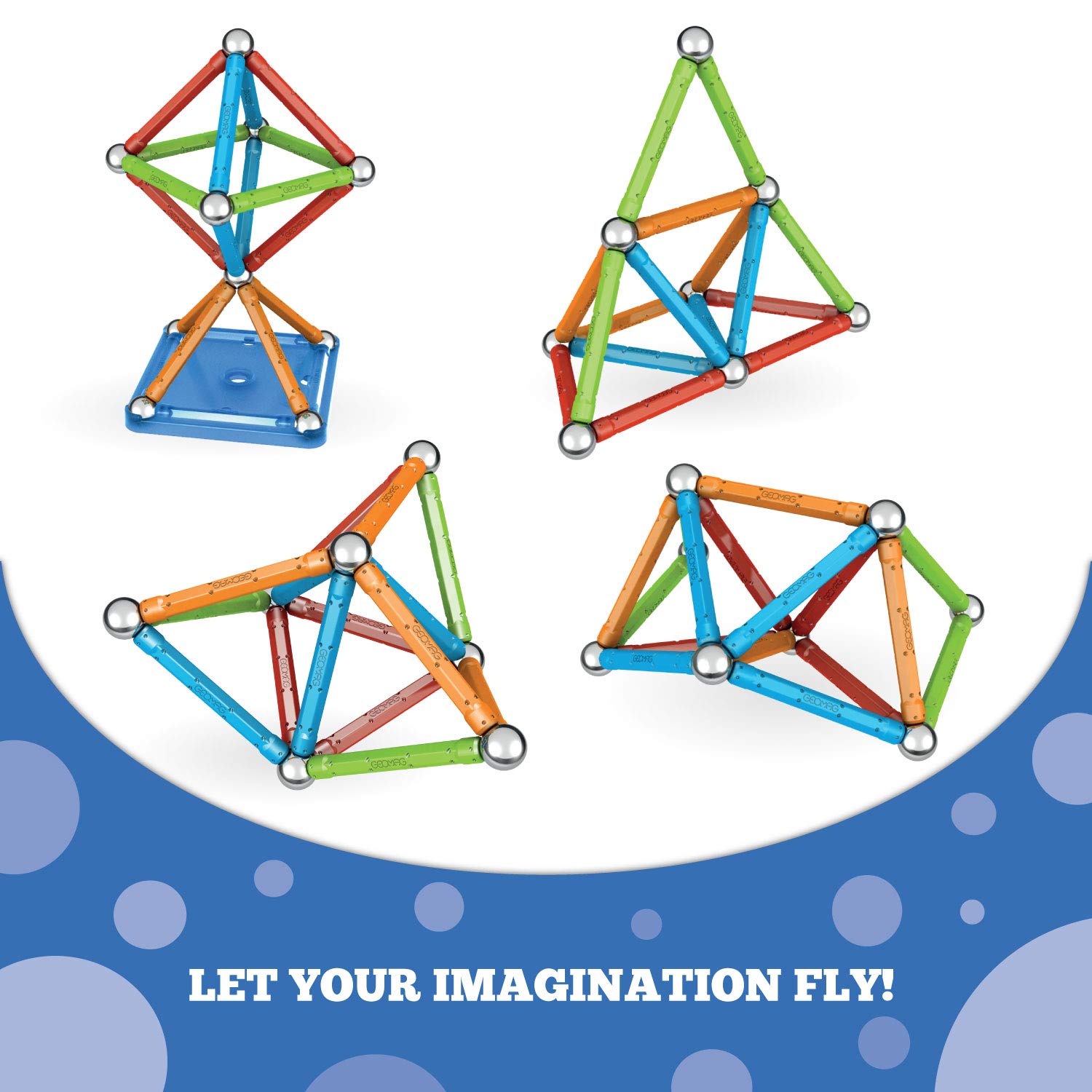 Geomag Magnetic Sticks and Balls Building Set | Magnet Toys for STEM, Creative, Educational Construction Play | Swiss-Made Innovation | Confetti 88 Piece Age 3+