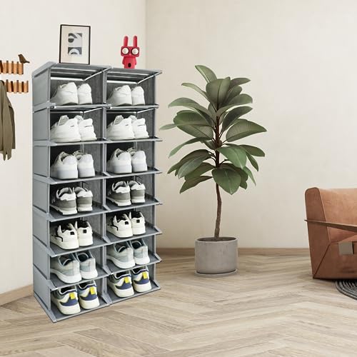 MEIXINZHI Narrow Shoe Rack, 8 Tiers Vertical Shoe Rack Shoe Tower Tall Slim Shoe Rack Storage Organizer for Closet Entryway Space Saving Corner Shoe Shelf