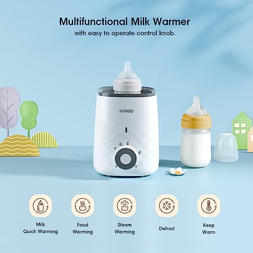 iSiMEE Bottle Warmer, 5 Mins Fast Baby Milk Warmer for Breastmilk Formula with Accurate Temperature Control, Baby Food Warmer with Keep Warm, Defrost, Steaming Function for Baby Food Pouches Jars