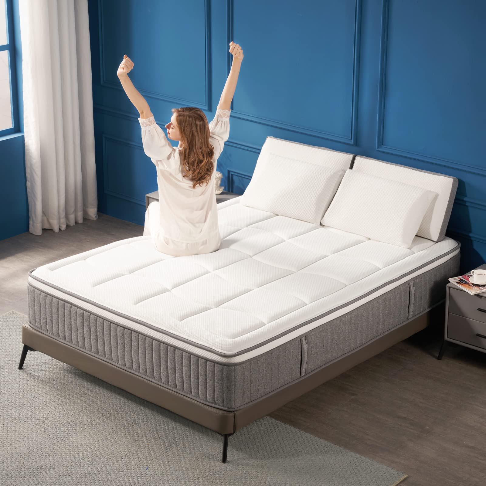 Full Mattress, DIGLANT 12 Inch Gel Memory Foam Hybrid Mattress, Euro Top Pocket Spring Mattress in a Box, Balance Support & Motion Isolation, Medium Feel Mattress, CertiPUR-US Certified