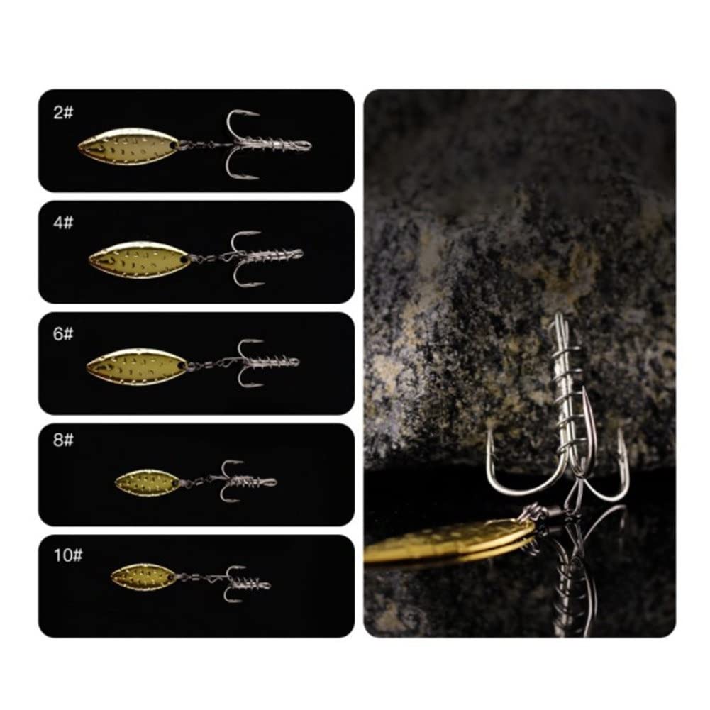 chaber Hooks 10pcs Bait Spring Dough Treble Hooks with Spinner Spoon Bait with Hooks for Lure Fishing Tackle Fishing Hooks (Size : 2)