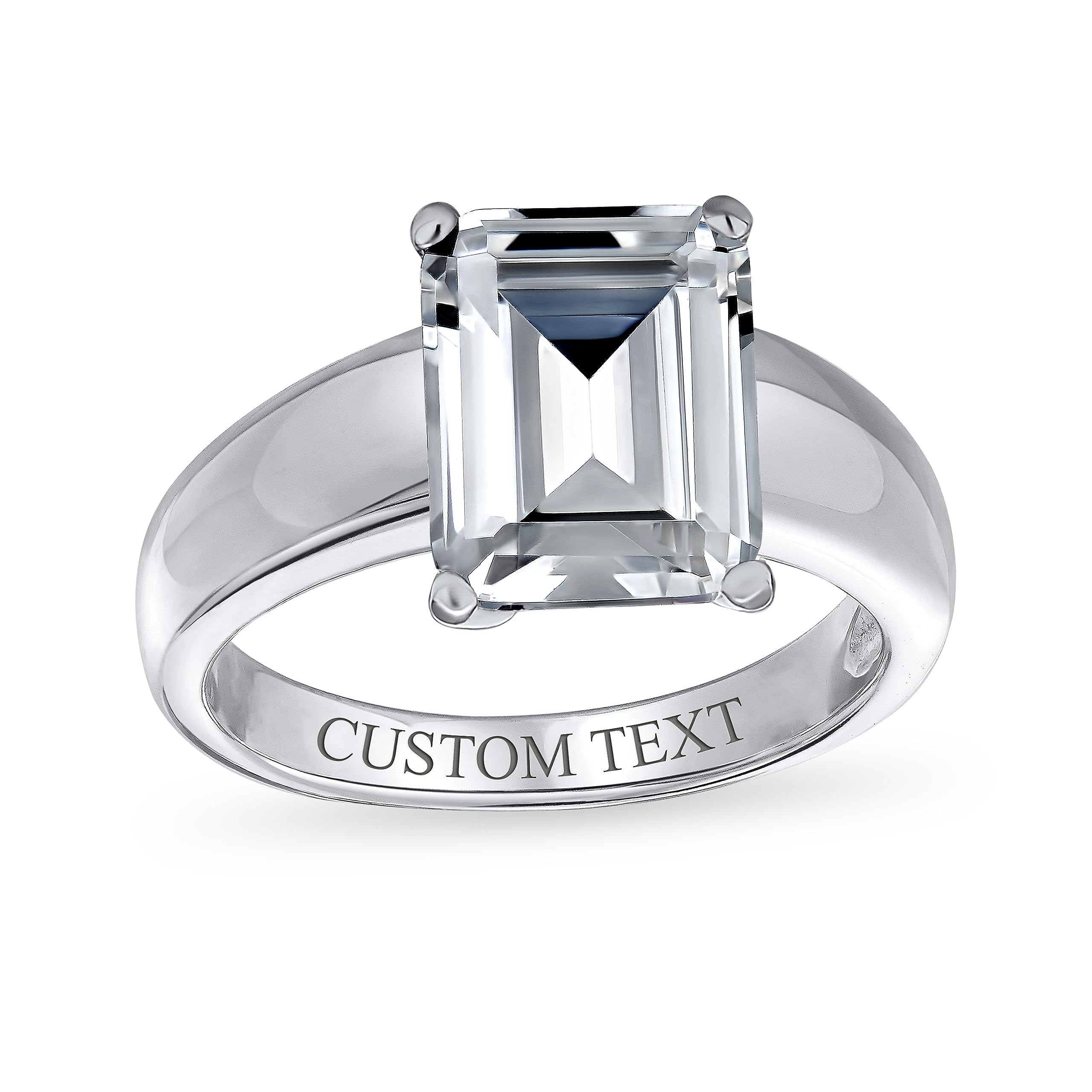 Bling Jewelry Sterling Silver 3 ct Radiant Cut CZ Solitaire Engagement Ring - Size 6