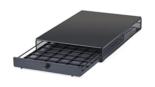 Nifty Large Nespresso Original Line Capsule Drawer – Black, 60 Capsule Pod Pack Holder, Non-Rolling Sliding Drawer, Under Coffee Storage Solution, Office or Home Kitchen Coffee Bar Organizer