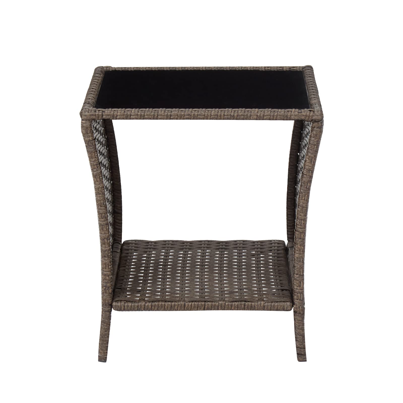 Elesuli Wicker Side Coffee Table Outdoor Side Tables Storage Bistro Table Patio Furniture Square End Tables Garden Table Brown