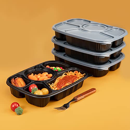 OTOR 40 oz Meal Prep Containers Stackable Bento Boxes 5 Compartments with Airtight Lids Food Grade Lunch Boxes Travel Containers 12 Sets BPA Free Dishwasher, Microwave, Freezer Safe