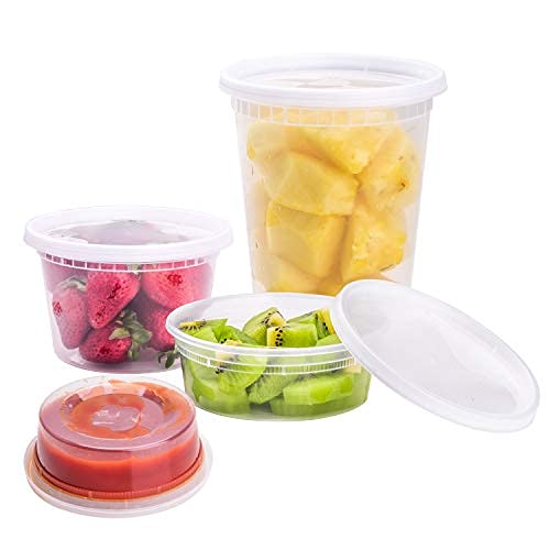 TashiBox [32 oz-24 Sets, Plastic Food Storage Freezer Containers With Airtight Lids,Plastic Microwavable Soup Containers