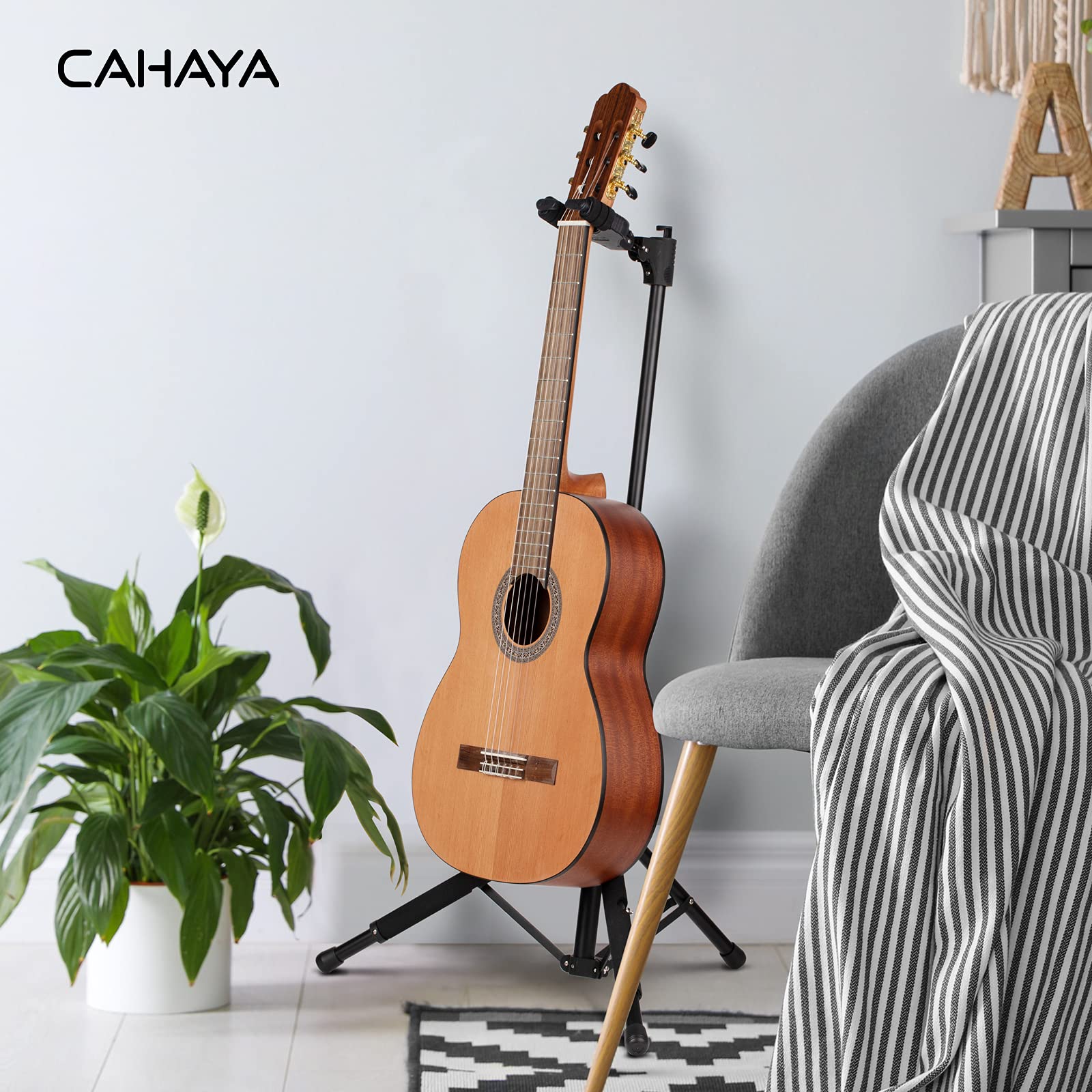 CAHAYA Guitar Stand Universal with Neck Holder Folding Tripod Floor Iron Stand for Acoustic Electric Classical Bass Guitars CY0265