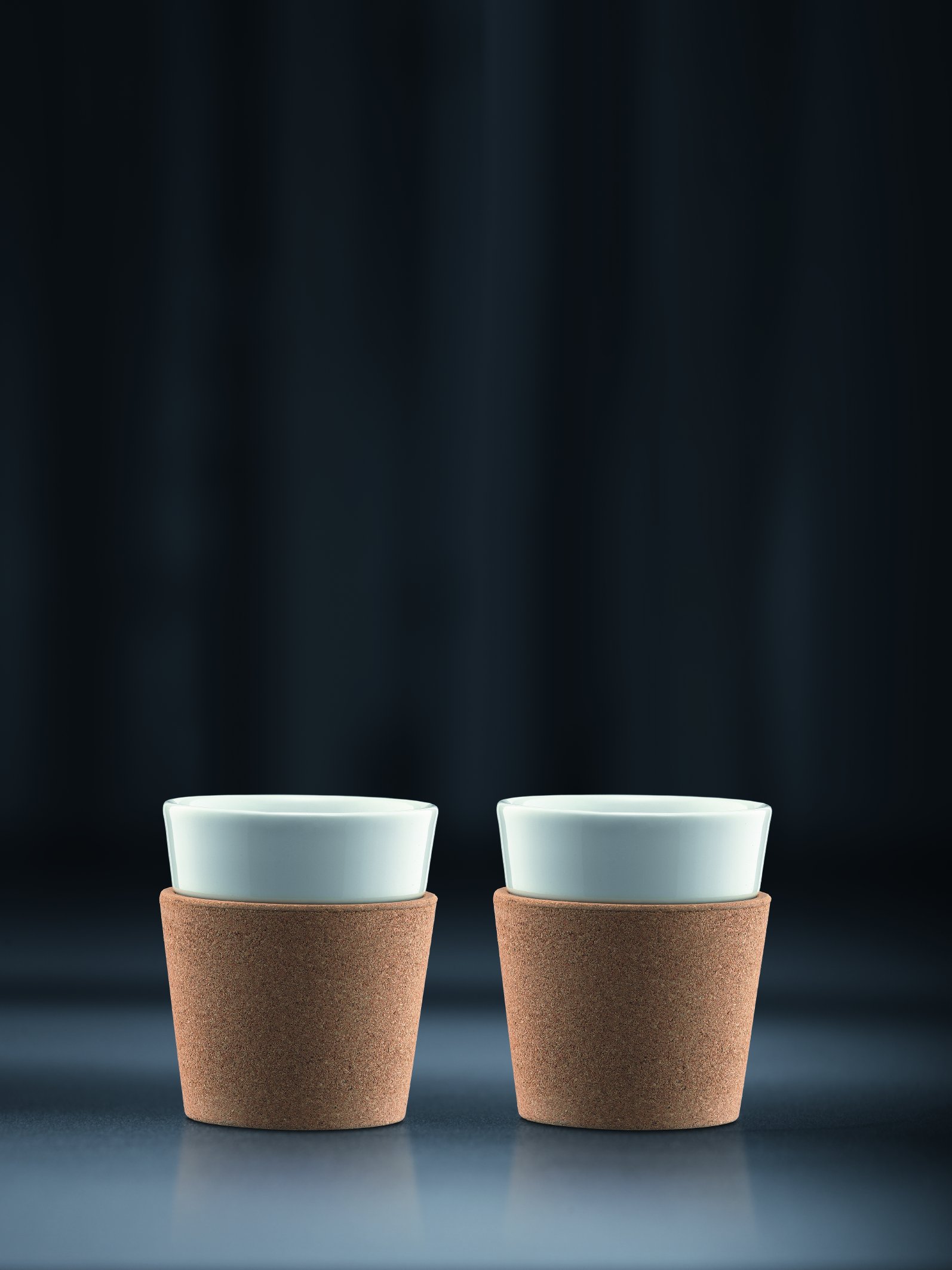 BODUM Pack of 2 Porcelain Cork Headband, White, Ceramic, Liège, Blanc, 0,17 L