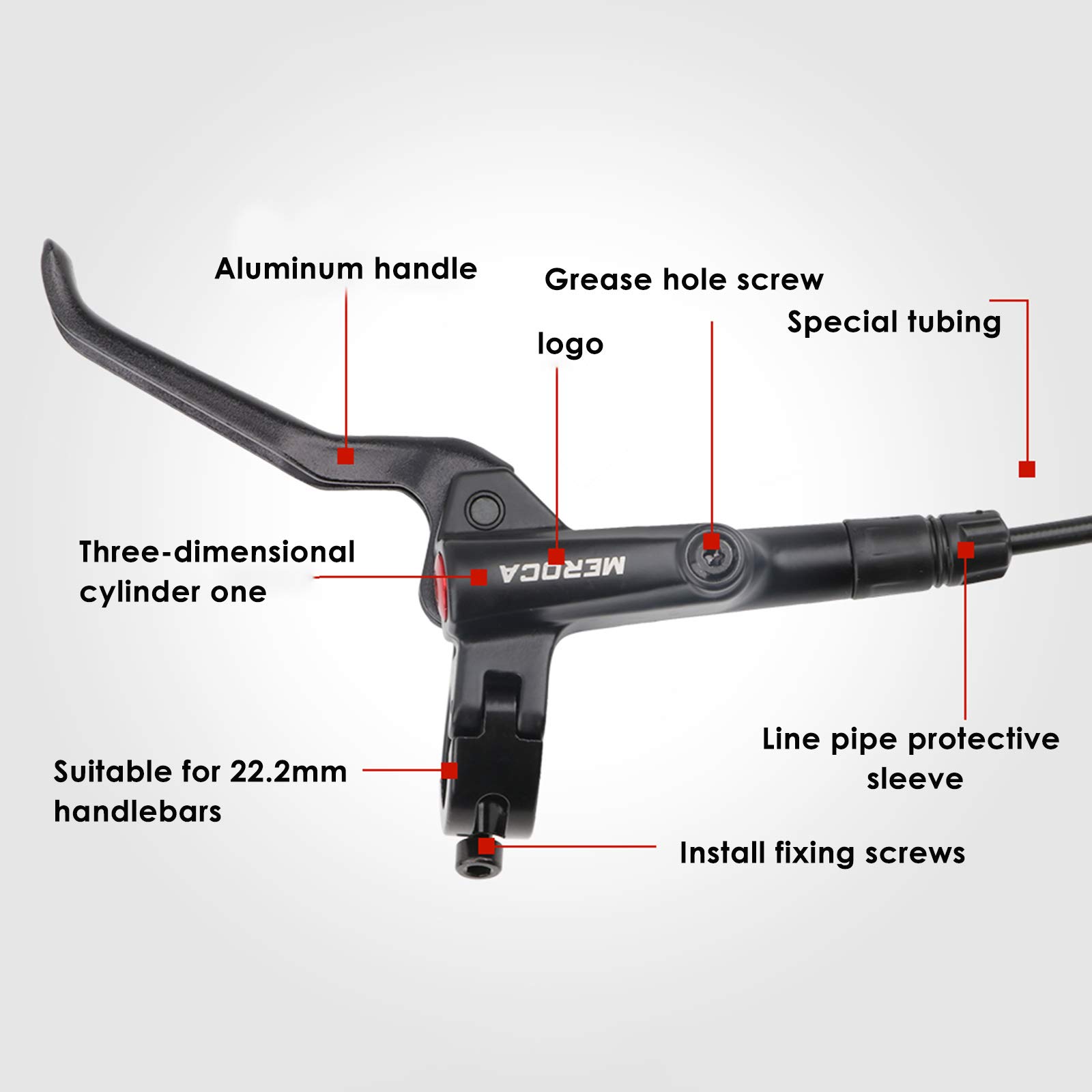 Bicycle Disc Brake Kit, MTB Hydraulic Disc Brakes Set with Calipers Left Front 800mm Right Rear 1400mm Hydraulic Brake Set for Mountain Bike, MTB, Ebike, Scooter