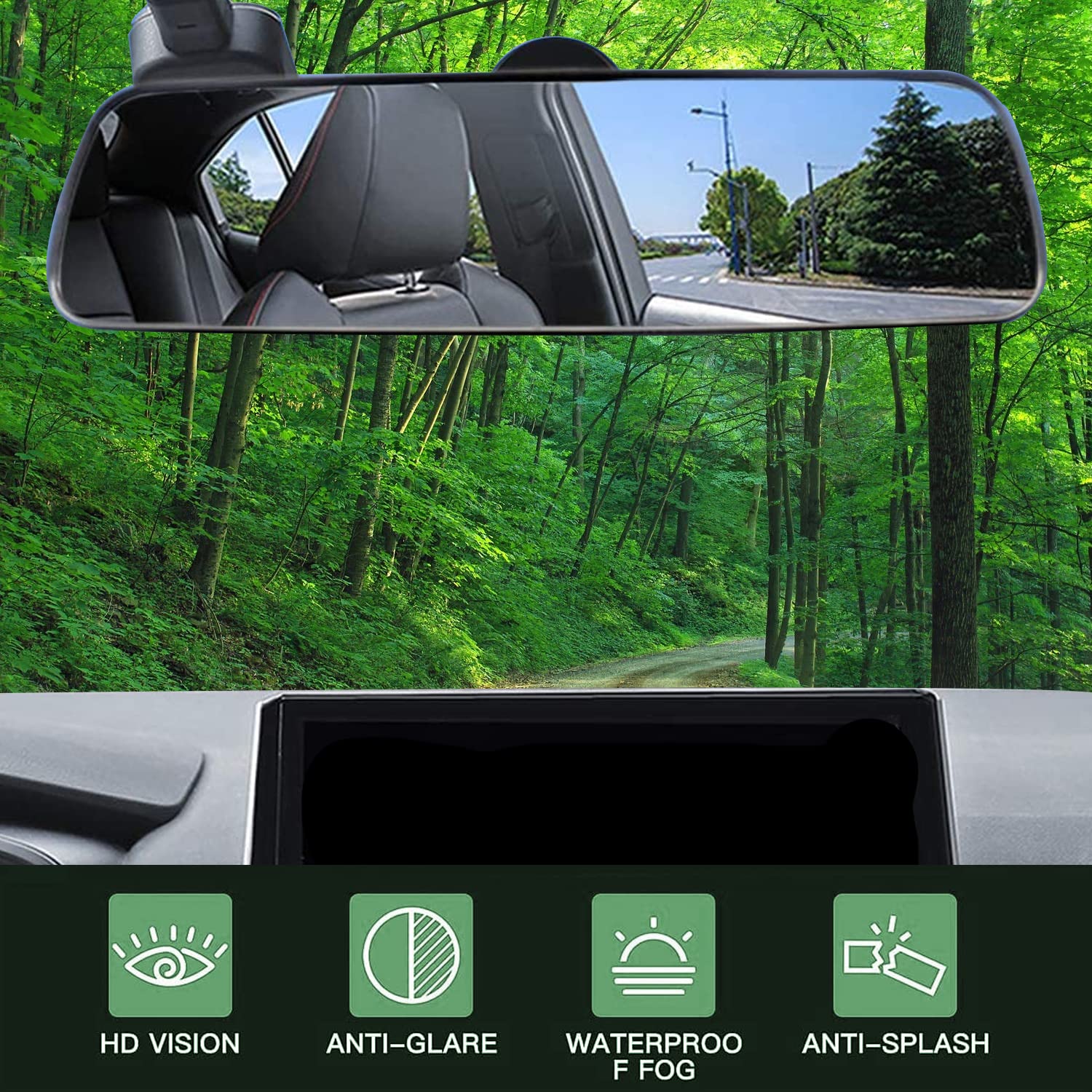 Car Rear View Mirror with Suction Cup,venveal Universal 360 Roatable Anti Glare Automotive Interior Mirrors HD Wide Angle Panoramic Rearview Mirror Replacement for Car SUV Trucks Boats(Blue Mirror)