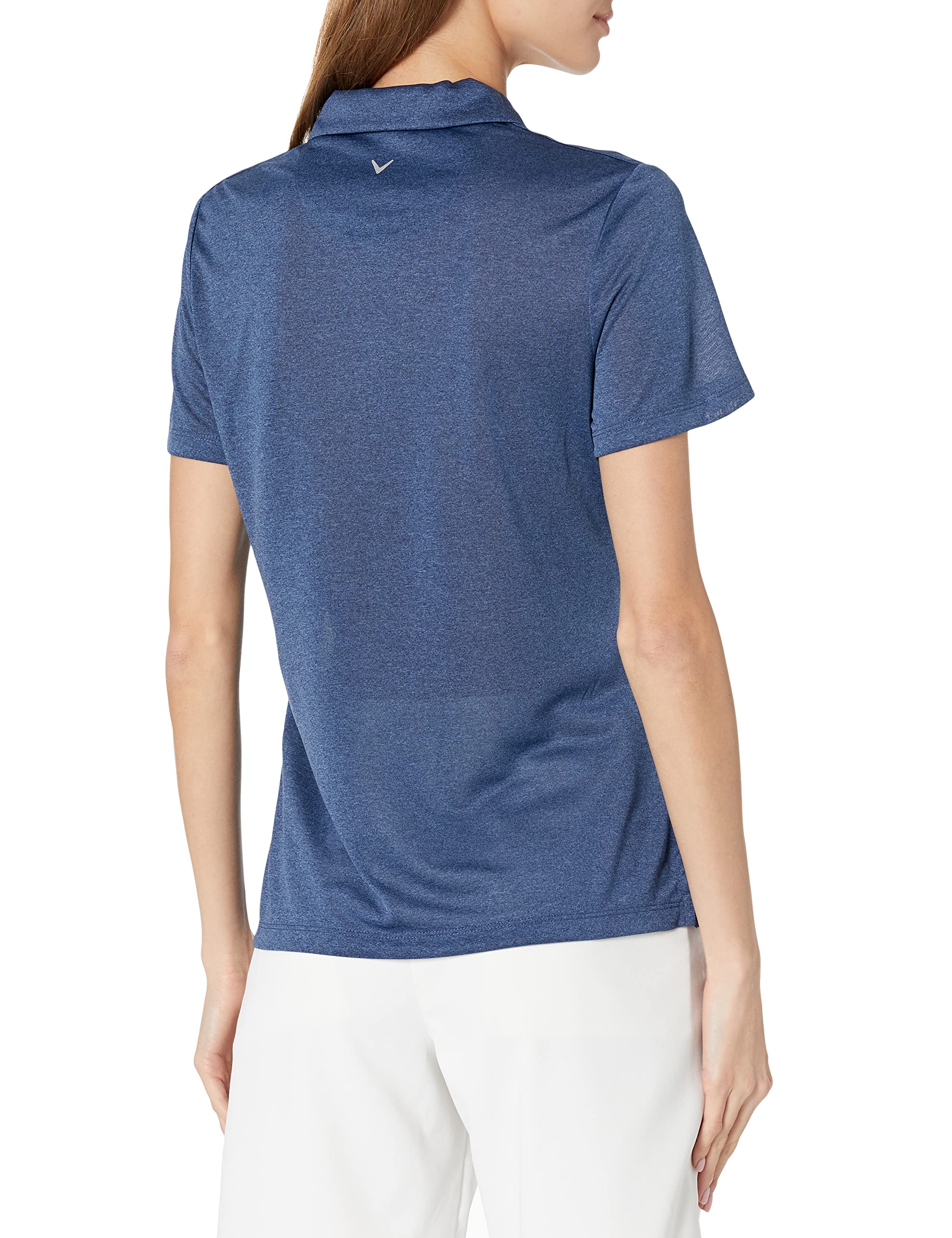 Callaway Women's Quarter Zip Short Sleeve Heather Golf Polo Shirt, True Navy HTR, X-Large