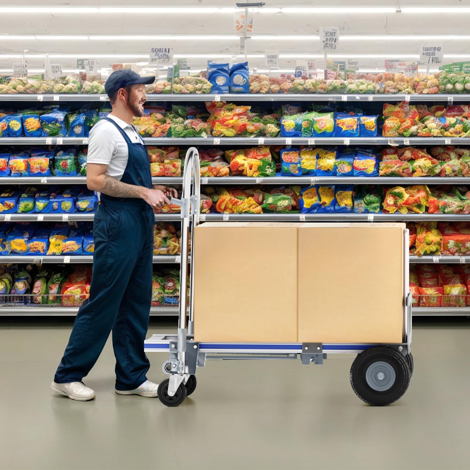 Convertible Hand Truck Dolly Cart, 2-in-1 Hand Truck with 1000 Lbs Capacity, Durable Solid Wheels - Folding Design for Easy Storage, Ergonomic for Moving Appliances, Boxes, Ideal for Heavy Outdoor Use