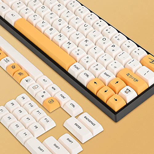 GTSP XDA Honey Milk Keycaps PBT Japanese Bee keycap 140-Key Set for Cherry MX Covers Fullsize 60% 65% 75% Keyboard(XDA/Honey Milk)