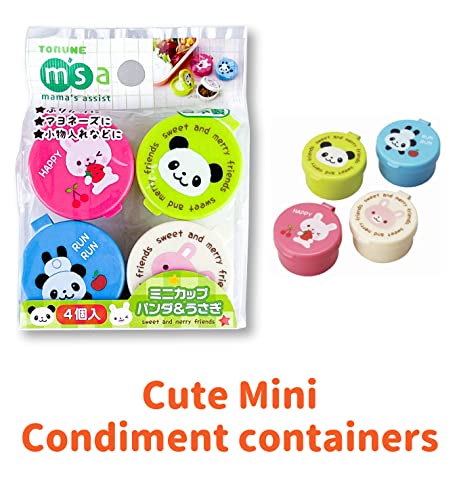 OTSUMAMI TOKYO Bento Box Accessories 4 Kinds Set, Super Cute Mini Container, Kawaii Decoration Sheets, Soy Sauce Case Container with Dropper, Japanese 4 Lunch Box Decor Set