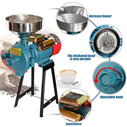 SLSY Electric Mill Grinder 110V 3000W, Commercial Electric Feed Mill Dry Grinder, Heavy Duty Milling Machine Cereals Grinder Rice Corn Grain Coffee Wheat with Funnel