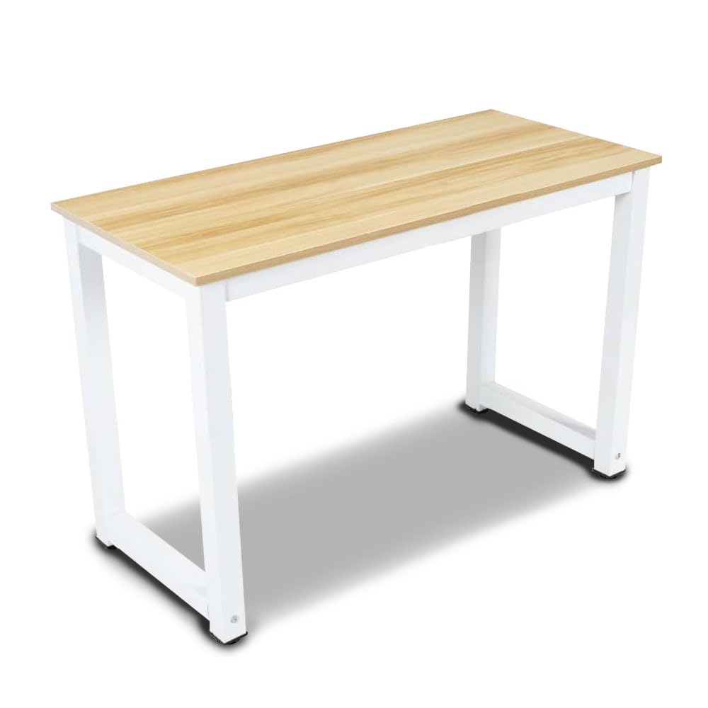 CROSSDESIGN Computer Desk Wood Office Table, Modern PC Laptop Notebook Study Writing Table for Home Office Workstation (47.2'' Oak Color)