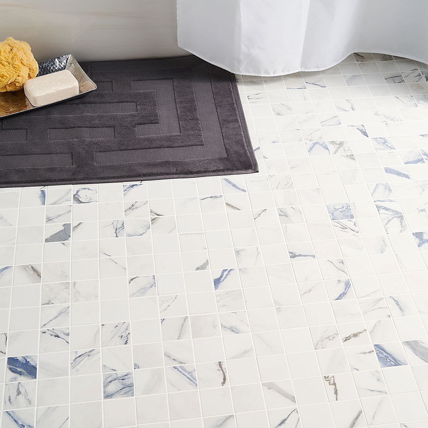 Calacatta Indigo 12 in. x 12 in. Matte Marble Look Porcelain Backsplash, Kitchen, Bathroom, Floor and Wall Mosaic Tile (1 Sq. Ft. / Sheet)