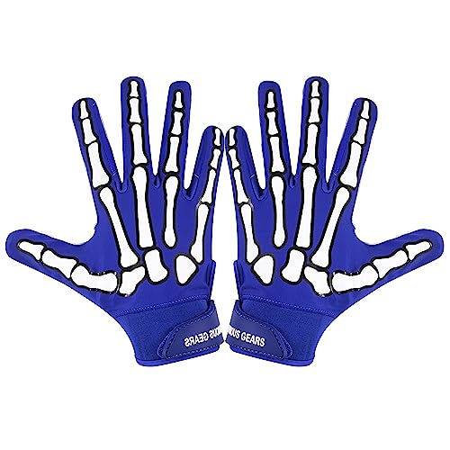 Glorious Traders American Football Gloves, Adult Football Gloves Men & Women's - Ultimate Performance Booster Football Gloves Adult with Super Perfect fit & Sticky Grip. (Blue, Small)