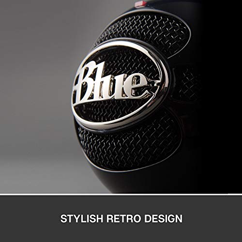 Blue Snowball USB Microphone for PC, Mac, Gaming, Recording, Streaming, Podcasting, Condenser Mic with Cardioid and Omnidirectional Pickup Patterns, Stylish Retro Design – Black