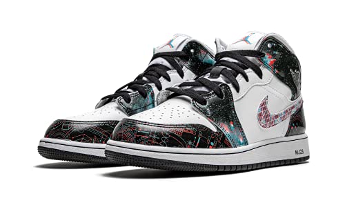Nike Youth Air Jordan 1 Mid Se GS, White/Bright Crimson-blue Hero, 4.5 Big Kid
