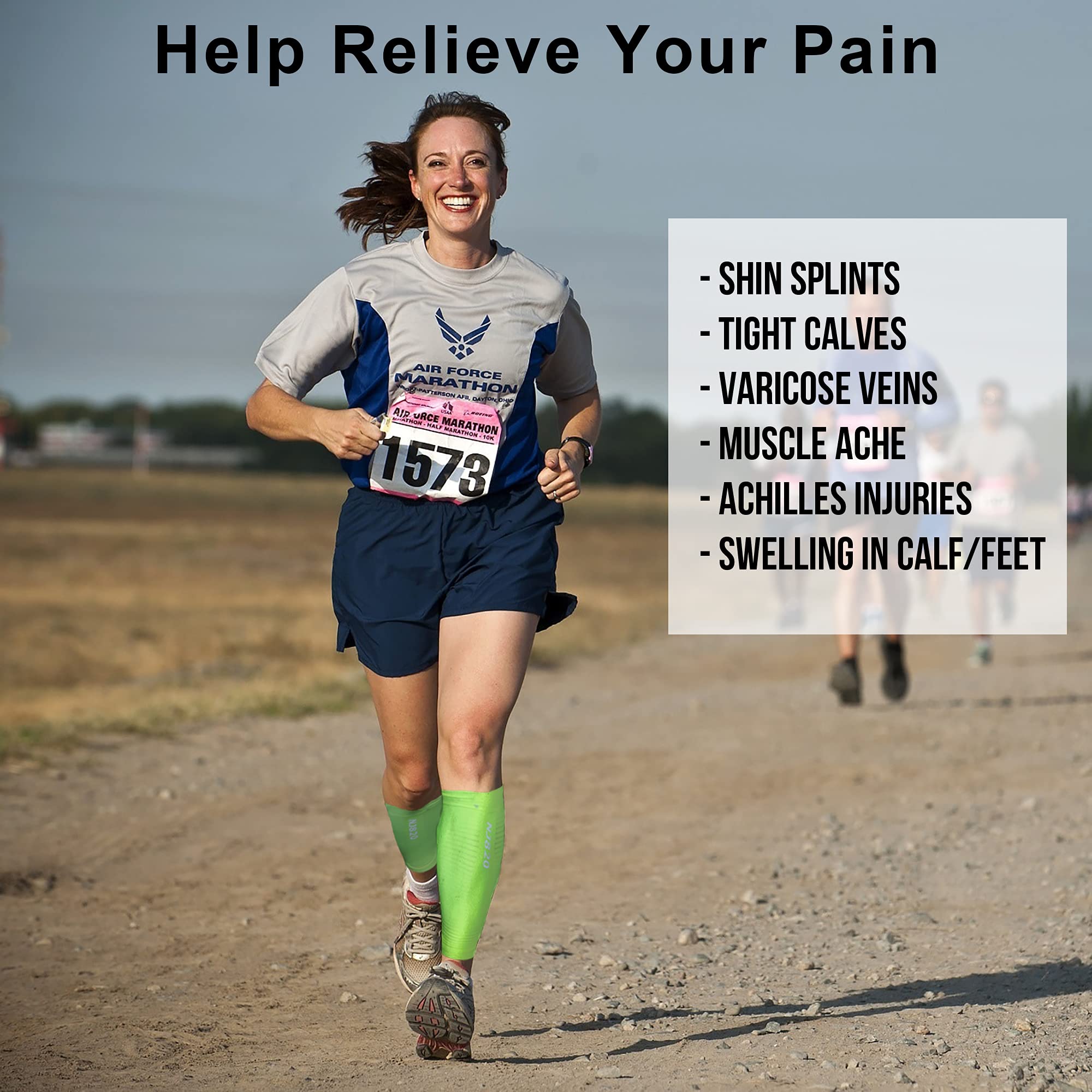 Calf Compression Sleeves Men & Women - Calf Sleeves for Runners, Cyclists, Travel, Work, Injury Recovery & Prevention - Shin splint (Medium, Blue)
