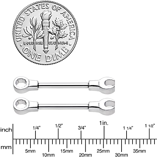 Body Candy Stainless Steel Combo Wrench Barbell Nipple Ring Set of 2 14 Gauge 13mm