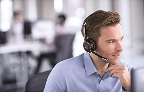Jabra Evolve 75 UC Stereo Wireless Bluetooth Headset / Music Headphones Including Link 370 (U.S. Retail Packaging), Black (Renewed)