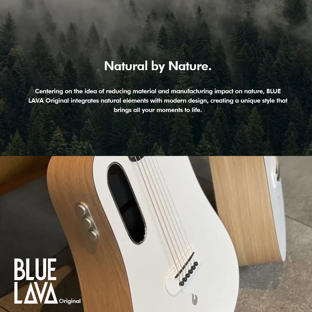 Blue Lava Original 36" Acoustic Guitar w/Ultra-light Body + Lite Bag + FreeBoost and Effects plus Bundle w/Foldable Guitar Stand + 1/4" TRS Cable + On-Stage Guitar Strap and more