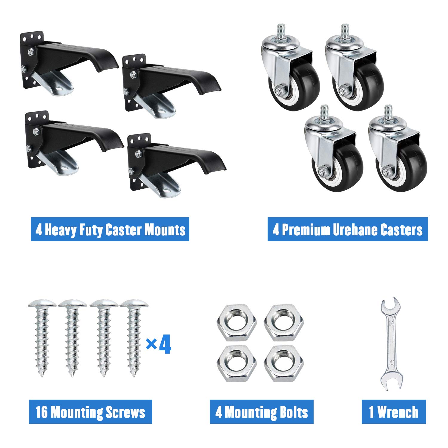 DOZAWA 600 LBS Workbench Casters (4 PK) and Telescopic Furniture Dolly White