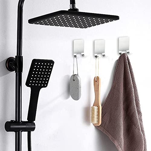 HADWER Towel Hooks 6 Pack - Silver Towel Hooks Heavy Duty Robe Hooks for Bathroom (Two Types of Hooks)