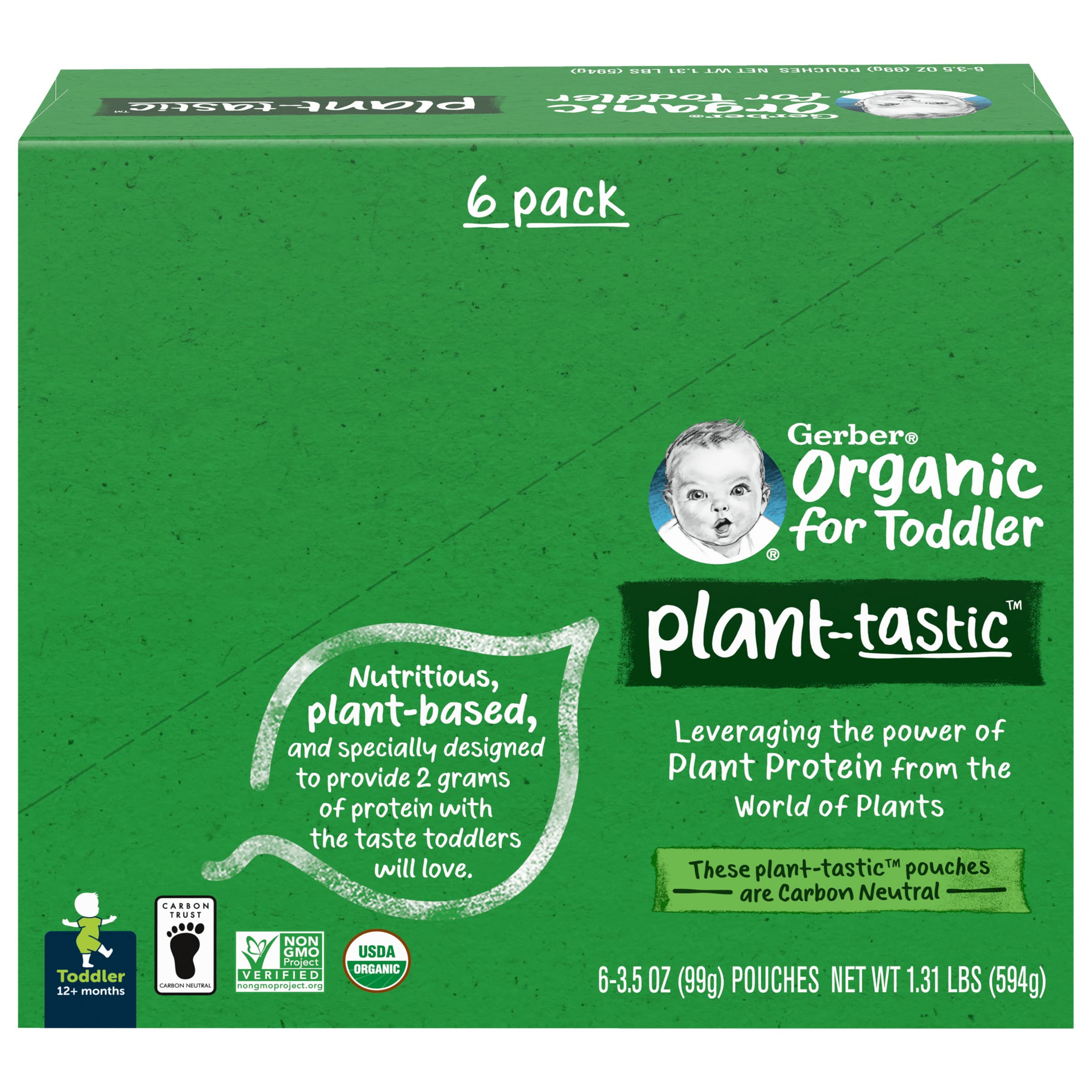 Gerber Organic for Toddler Plant-Tastic Pouches Variety Pack (6 CT (Pack of 1), Banana Berry)
