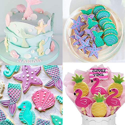 Cieovo 10 Piece Tropical Under the Sea Cookie Cutters, Hawaiian Ocean Creatures Biscuit Cutter for Biscuit, Fondant, Fruit, Bread, Summer Beach Themed Party Supplies