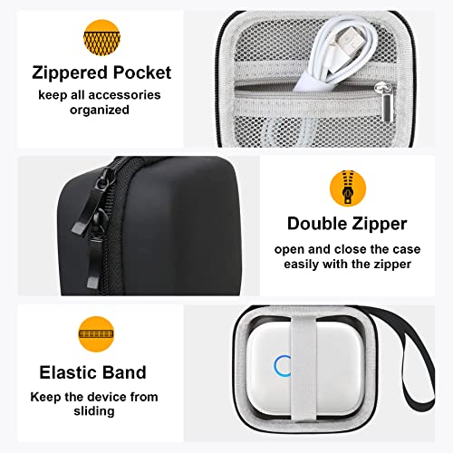 Elonbo Carrying Case for Marklife P12 Mini Bluetooth Label Maker Machine, Portable Wireless Handheld Label Printer Travel Protective Bag Storage Holder, Mesh Pocket Fits Label Paper Tape. Black+Grey