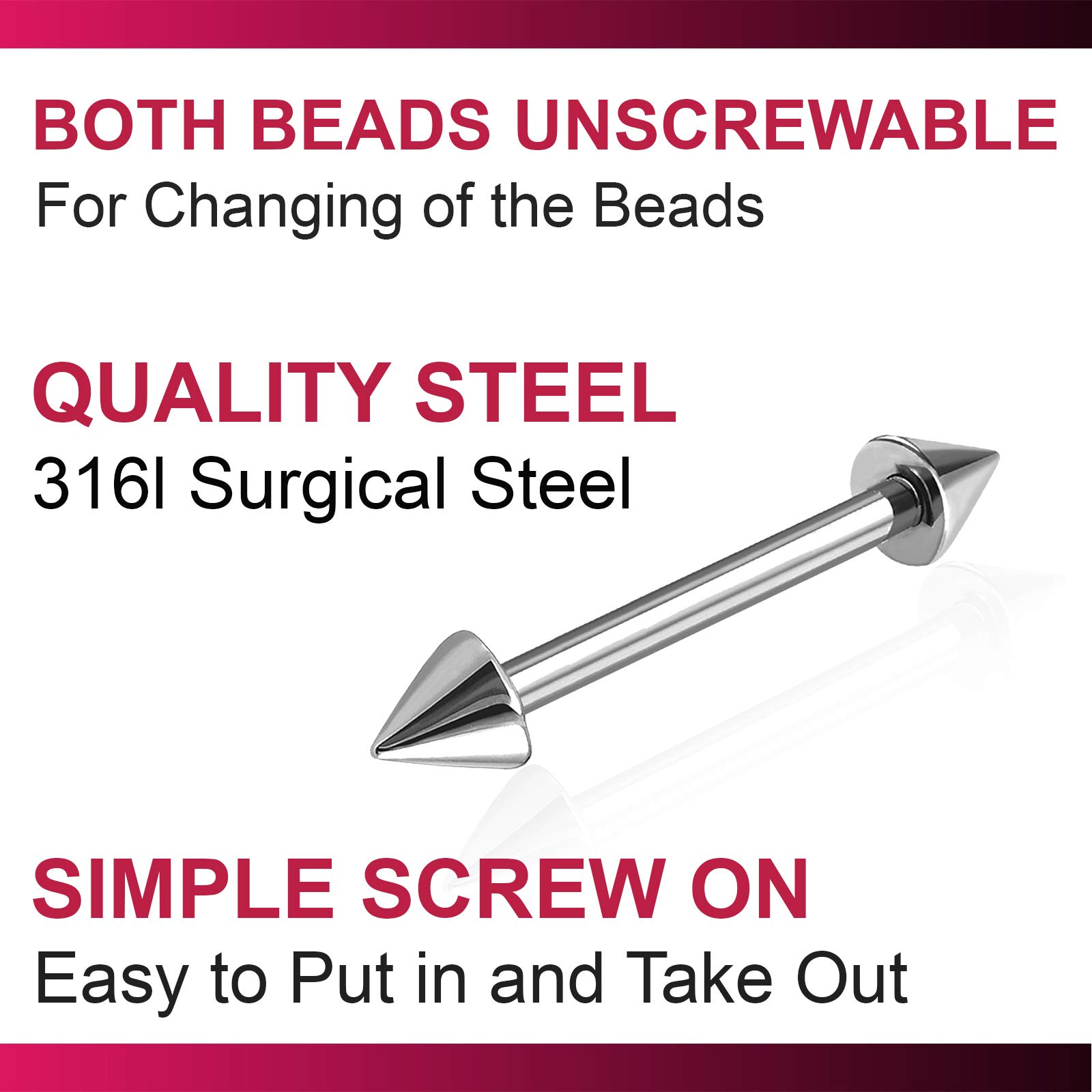 bodyjewellery 4pcs 16g Barbell Cartilage Earring Stud Vertical Anti Tragus Triple Forward Helix Bar Surgical Steel 3mm Spike - 6mm
