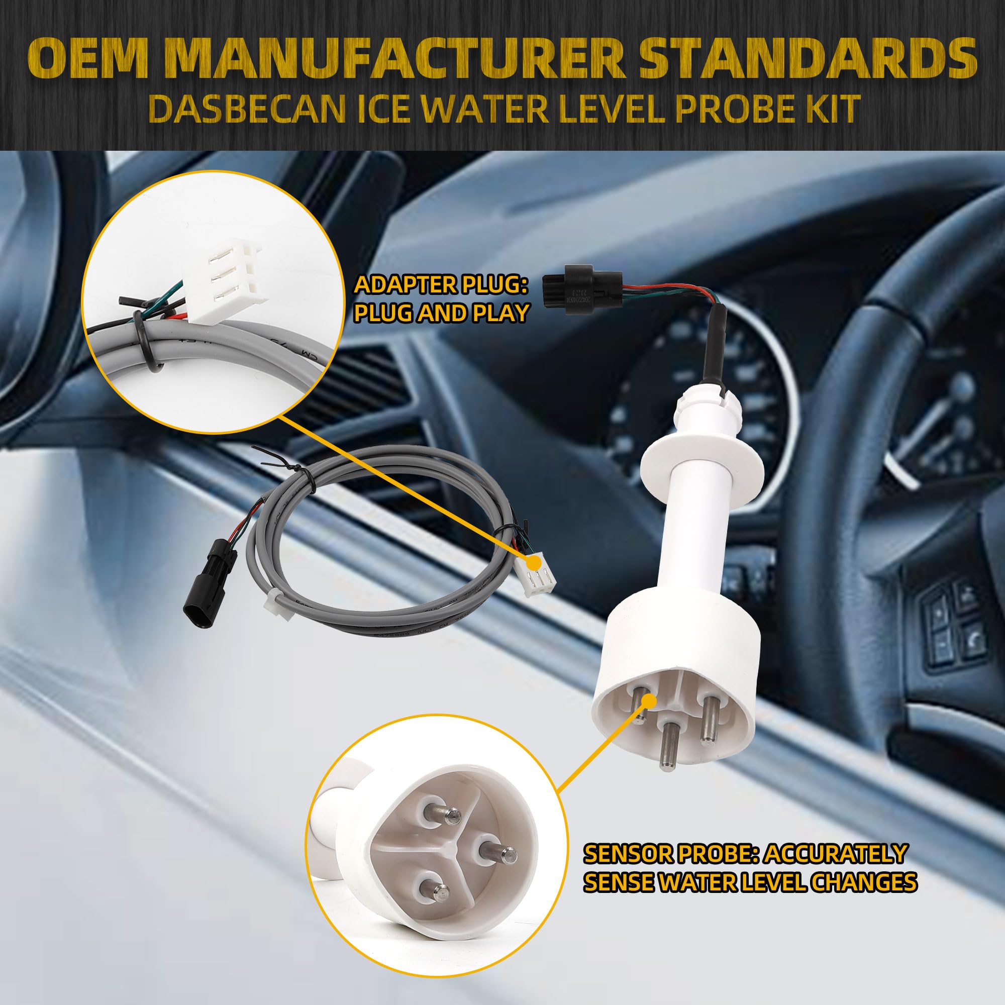 Dasbecan 000016053 Ice Water Level Probe Kit Compatible with Manitowoc Ice Machines Commercial LCE Maker Parts with Harnes