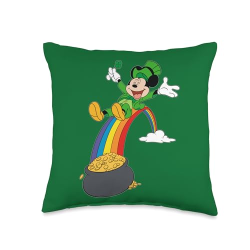 Disney Mickey Mouse Rainbow Green St. Patrickâs Day Throw Pillow, 16x16, Multicolor