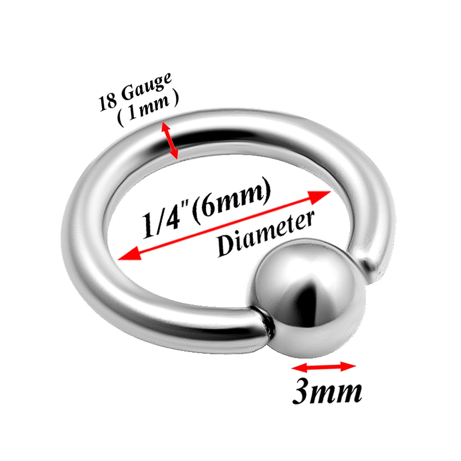 bodyjewellery 4pcs 18g bead captive ring Surgical Steel Tragus Snake Bite Cartilage Hoop BCR Septum Nose Helix Conch Eyebrow Daith BBEX