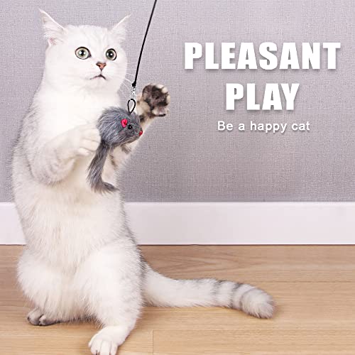Otunrues Cat Feather Toys, Interactive Cats Toy for Indoor Cats, Hanging Cat Toys Doorway Retractable Cat Teaser Toy 4PCS Replaceable Natural Feathers Refills Play Exercise Puzzle Toys