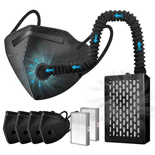Electric Wearable Air Purifier Maskes,Air Supply,Breathe Easier,With HEPA Filter,for Dust Work,Painting, Machine Polishing, Welding and Other Work ProtectionâŚ