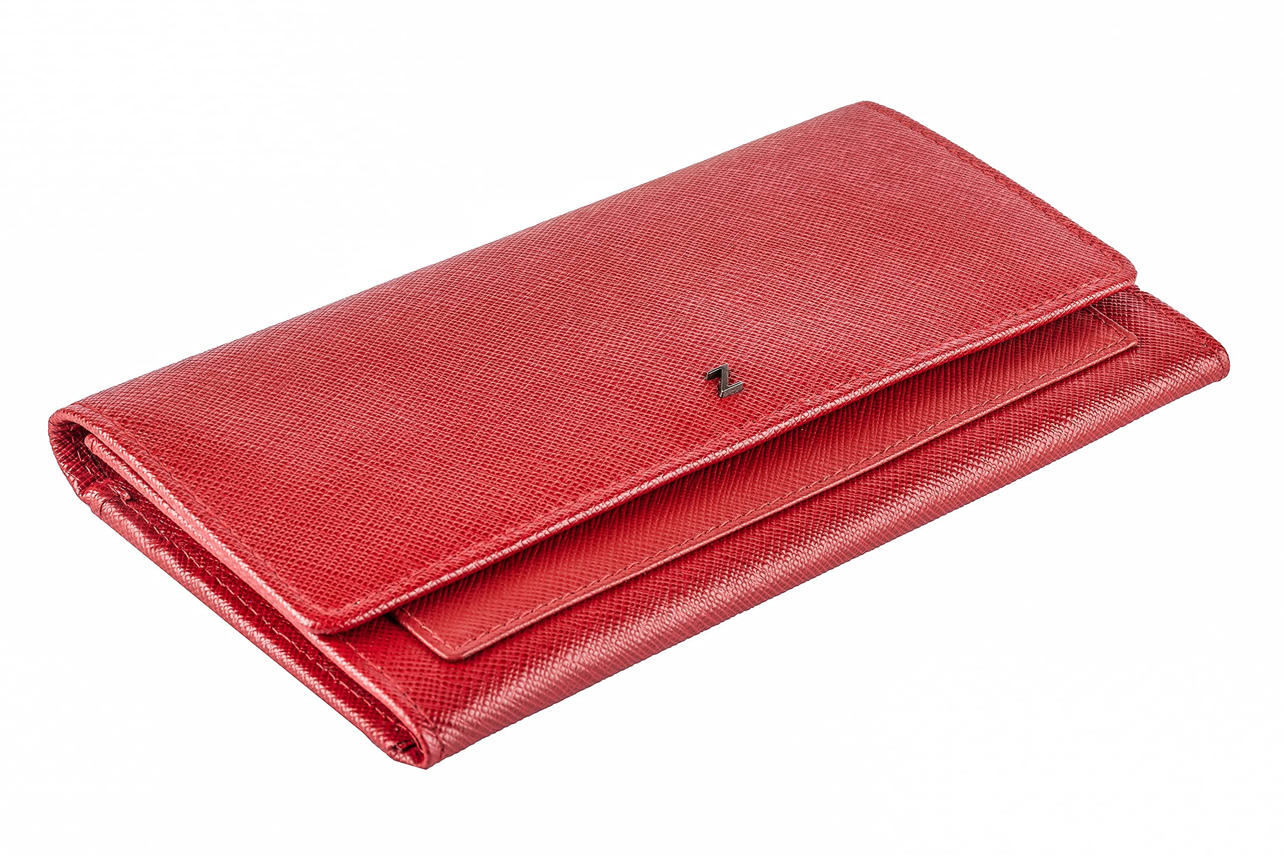 Zinda Genuine Leathers Women’s Wallet Long Purse Flap Over RFID Protection (Red)